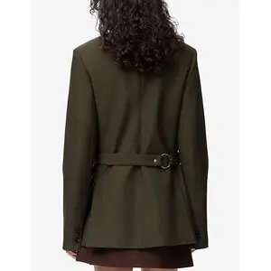 Loewe Peak-lapel Draped Wool-blend Jacket - Khaki Green