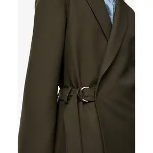 Loewe Peak-lapel Draped Wool-blend Jacket - Khaki Green