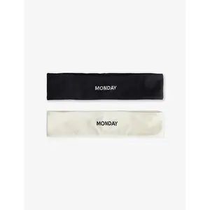 Monday Swimwear Pack Of Two Embroidered-logo Headbands - Black/ivory Jersey