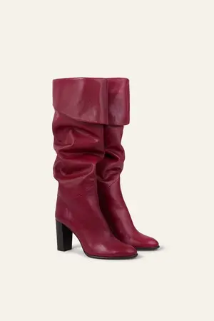 Ba&sh Ciry Full-grain Leather Boots - Red