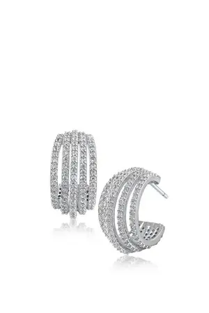 KENNETH JAY LANE Cubic Zirconia Half-hoop Earrings - Natural