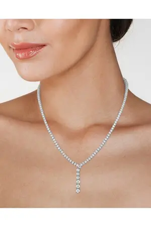 KENNETH JAY LANE Round Cubic Zirconia Drop Tennis Necklace