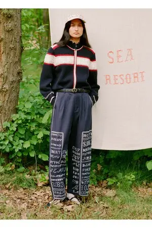 Sea Kit Embroidered Pants - Black