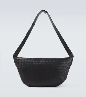 Bottega Veneta Intrecciato Leather Crossbody Bag - Black
