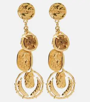 Chloé Medals Embellished Drop Earrings - Gold