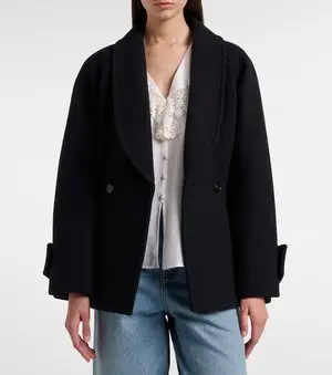 Chloé Peplum Wool-blend Coat - Blue