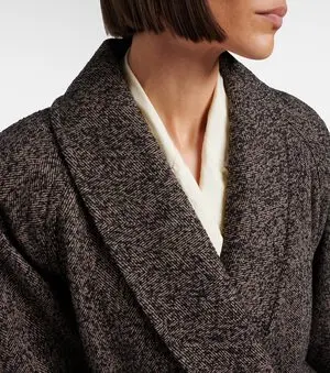 Chloé Herringbone Peplum Wool-blend Coat