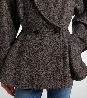 Chloé Herringbone Peplum Wool-blend Coat