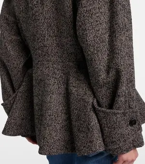 Chloé Herringbone Peplum Wool-blend Coat