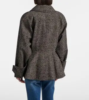 Chloé Herringbone Peplum Wool-blend Coat