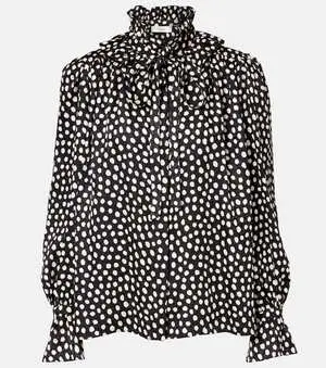 Polka Dot Tie Neck Blouses