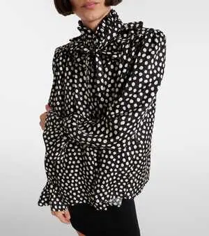 Chloé Polka-dot Tie-neck Silk Blouse - Black