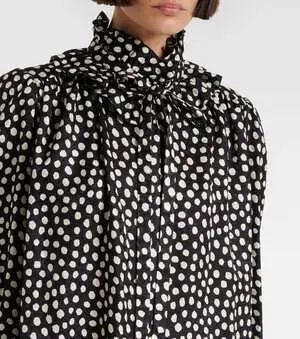 Chloé Polka-dot Tie-neck Silk Blouse - Black