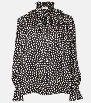 Chloé Polka-dot Tie-neck Silk Blouse - Black