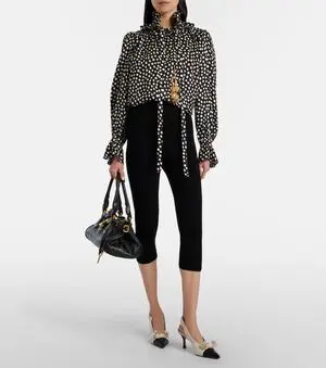 Chloé Polka-dot Tie-neck Silk Blouse - Black