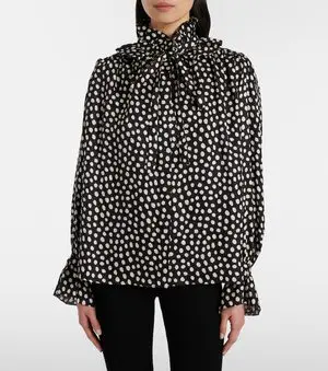Chloé Polka-dot Tie-neck Silk Blouse - Black