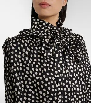 Chloé Polka-dot Tie-neck Silk Blouse - Black