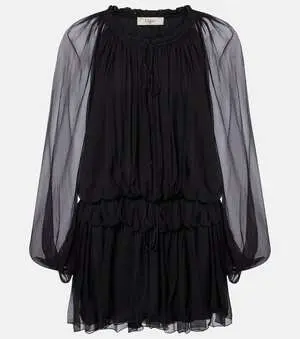 Chloé Ruffled Draped Silk Minidress