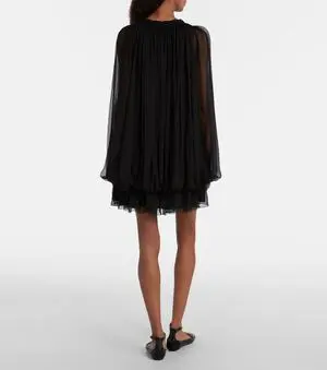 Chloé Draped Silk Mini Dress - Black