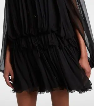 Chloé Draped Silk Mini Dress - Black