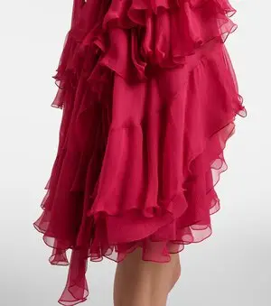 Chloé Ruffled Silk Muslin Minidress In Tender Peach - Pink