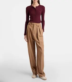 Chloé Virgin Wool Gabardine Wide-leg Pants - Brown