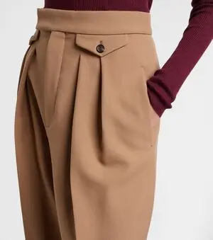 Chloé Virgin Wool Gabardine Wide-leg Pants - Brown