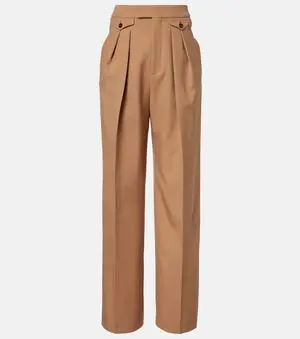 Chloé Virgin Wool Gabardine Wide-leg Pants - Brown