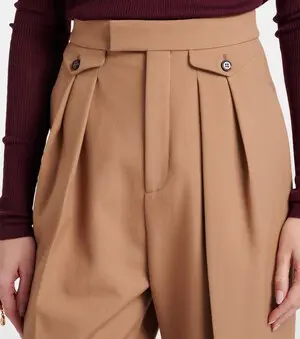 Chloé Virgin Wool Gabardine Wide-leg Pants - Brown