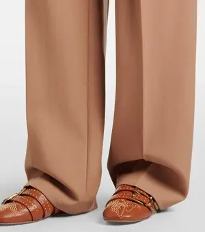 Chloé Virgin Wool Gabardine Wide-leg Pants - Brown