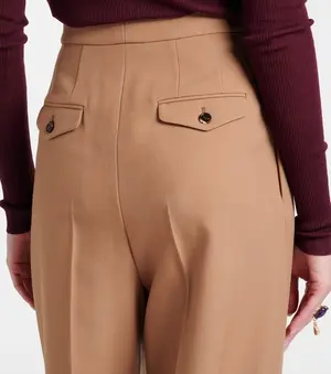 Chloé Virgin Wool Gabardine Wide-leg Pants - Brown