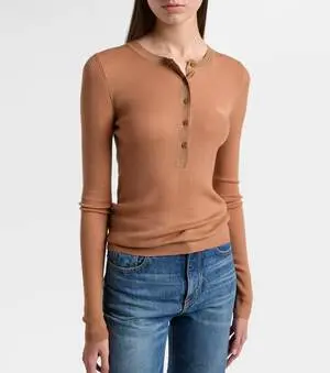 Chloé Wool Henley Shirt - Beige