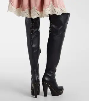 Chloé Lola Studded Leather Over-the-knee Boots - Black