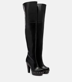Chloé Lola Studded Leather Over-the-knee Boots - Black