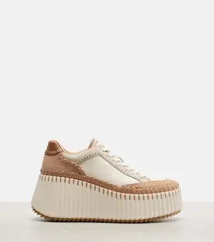 Chloé Nama Leather Platform Sneakers - Neutrals