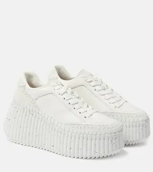 Chloé Nama Leather Platform Sneakers - White