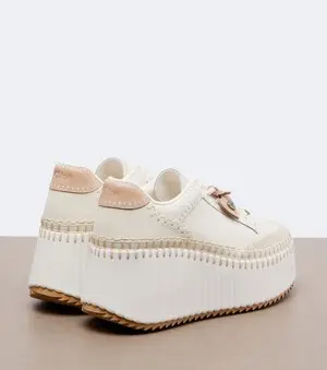 Chloé Nama Leather Platform Sneakers - White