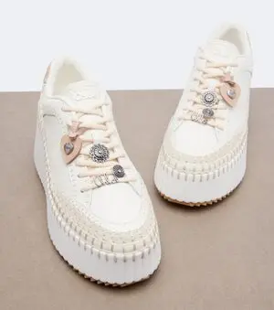 Chloé Nama Leather Platform Sneakers - White
