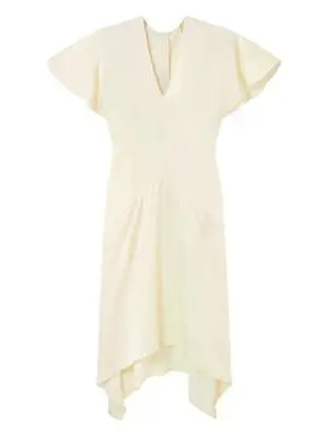Stella McCartney V-neck Short-sleeve Midi Dress - Neutrals
