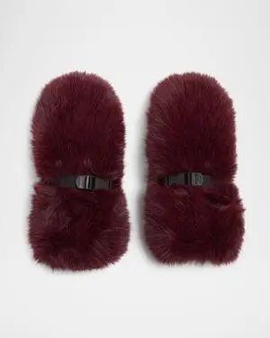 Jocelyn Faux Fur Mittens - Chocolate