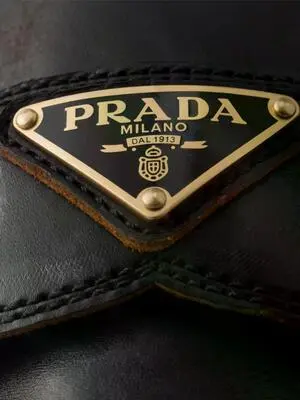 Prada Logo Triangle Leather Loafers - Black