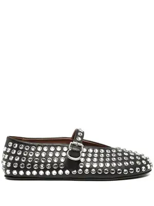 Alaïa Strass Embellished Leather Ballerinas - Black