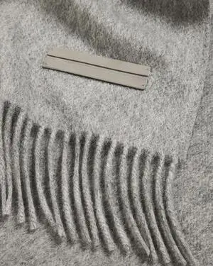 Zegna Apos;s Oasi Cashmere Scarf With Leather Brand Mark - Gray