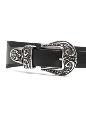 GOLDEN GOOSE Double Buckle Leather Belt - Black