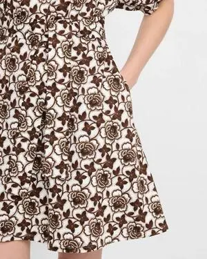 Max Mara Genero Floral-print Cotton Mini Dress - Brown