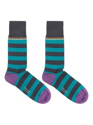 Paul Smith Leon Stripe Crew Socks - Blue