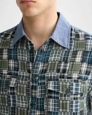 Scotch & Soda Apos;s Patchwork Flannel Relaxed-fit Button-down Shirt - Thyme Patc