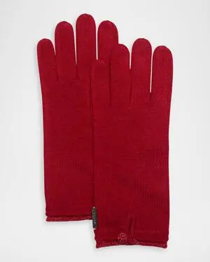 Gorski Knit Cashmere Gloves - Red