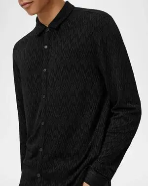 John Varvatos Apos;s Redmond Herringbone Button-down Shirt - Black