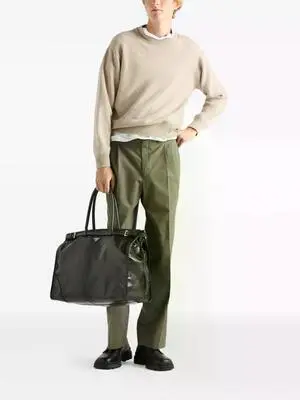 Prada Triangle-logo Ribbed Sweater - Neutrals
